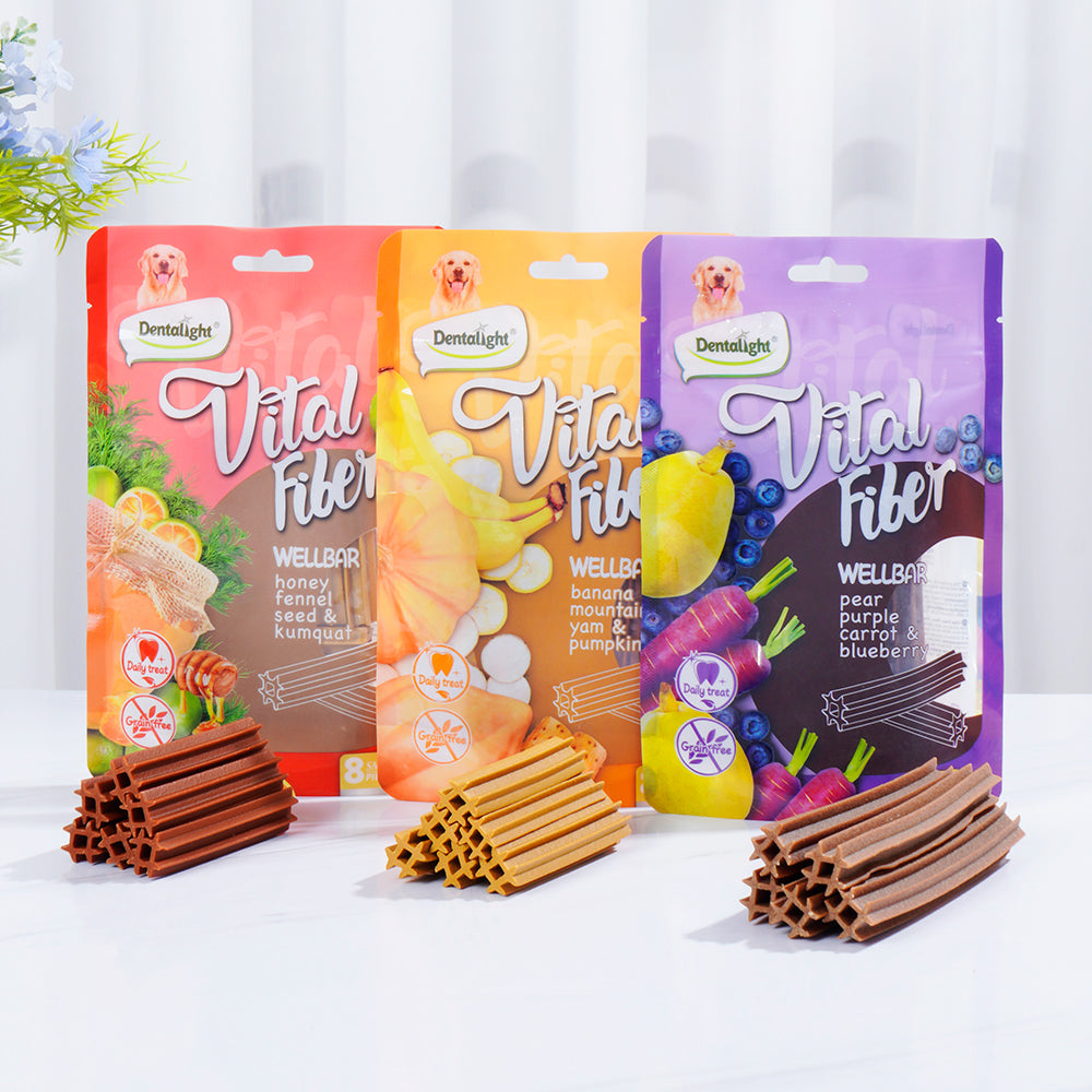 DENTALIGHT - Vital Fiber Wellbar Dog Chew Treats, Real Fruit & Veggie ...