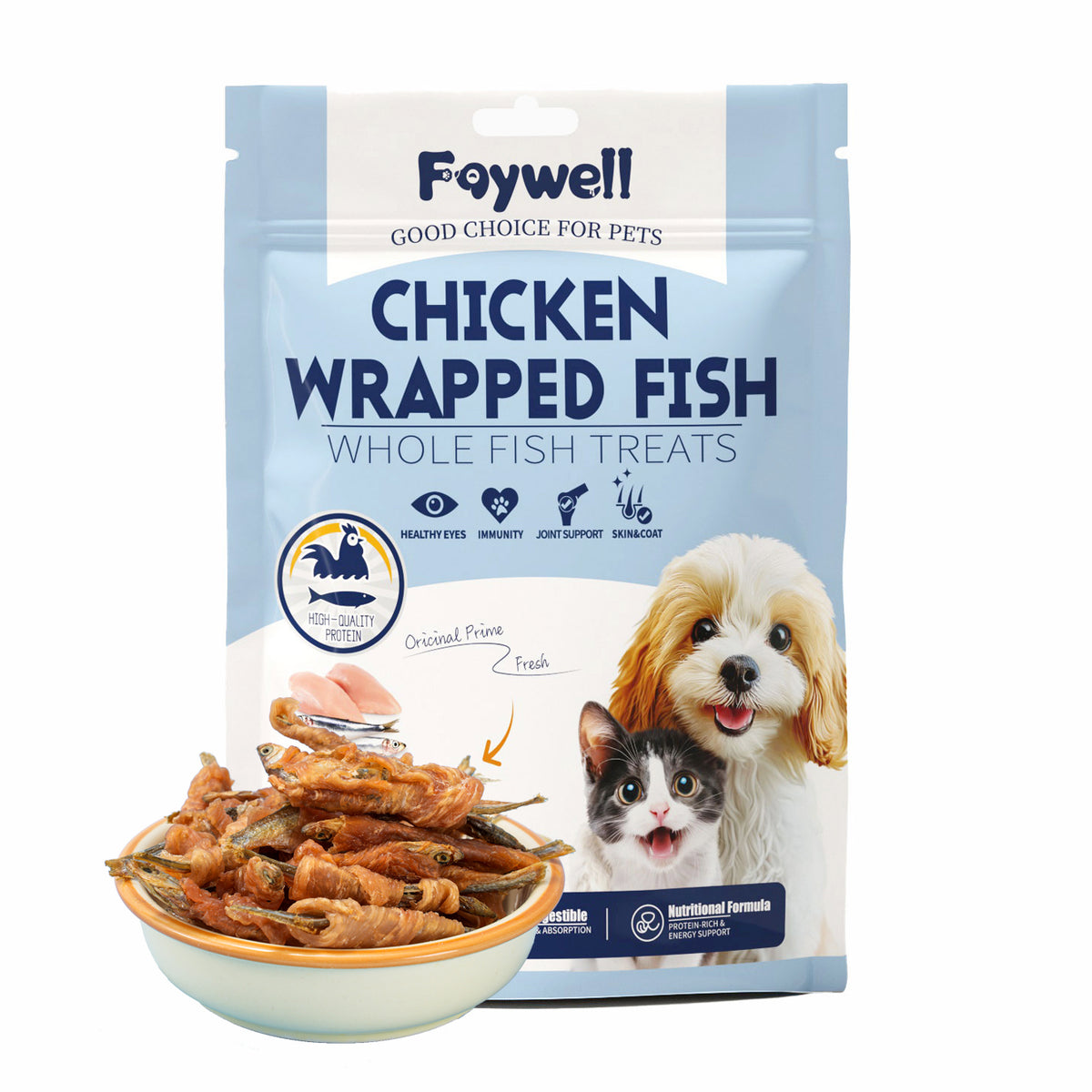 FAYWELL - Chicken Wrapped Fish Treats for Dogs & Cats, Protein + Omega ...